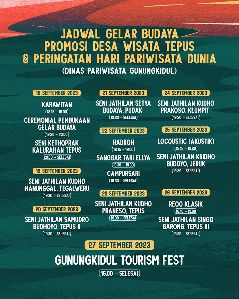 Gunungkidul Tourism Fest 2023 (18 - 27 September 2023) - Dinas Pariwisata Daerah Istimewa Yogyakarta